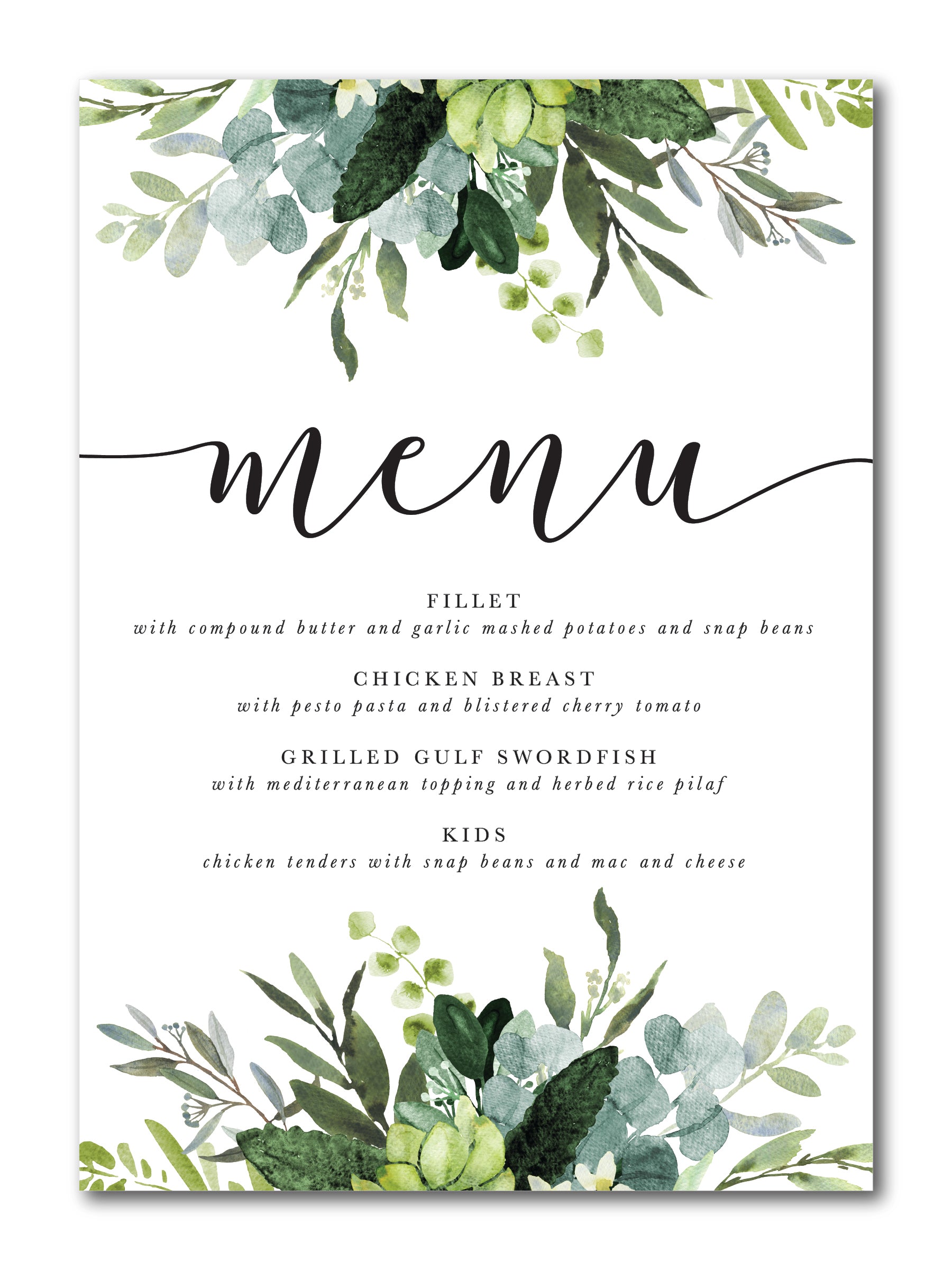 The Lauren II Menu Card – Ledgewood Fine Stationery